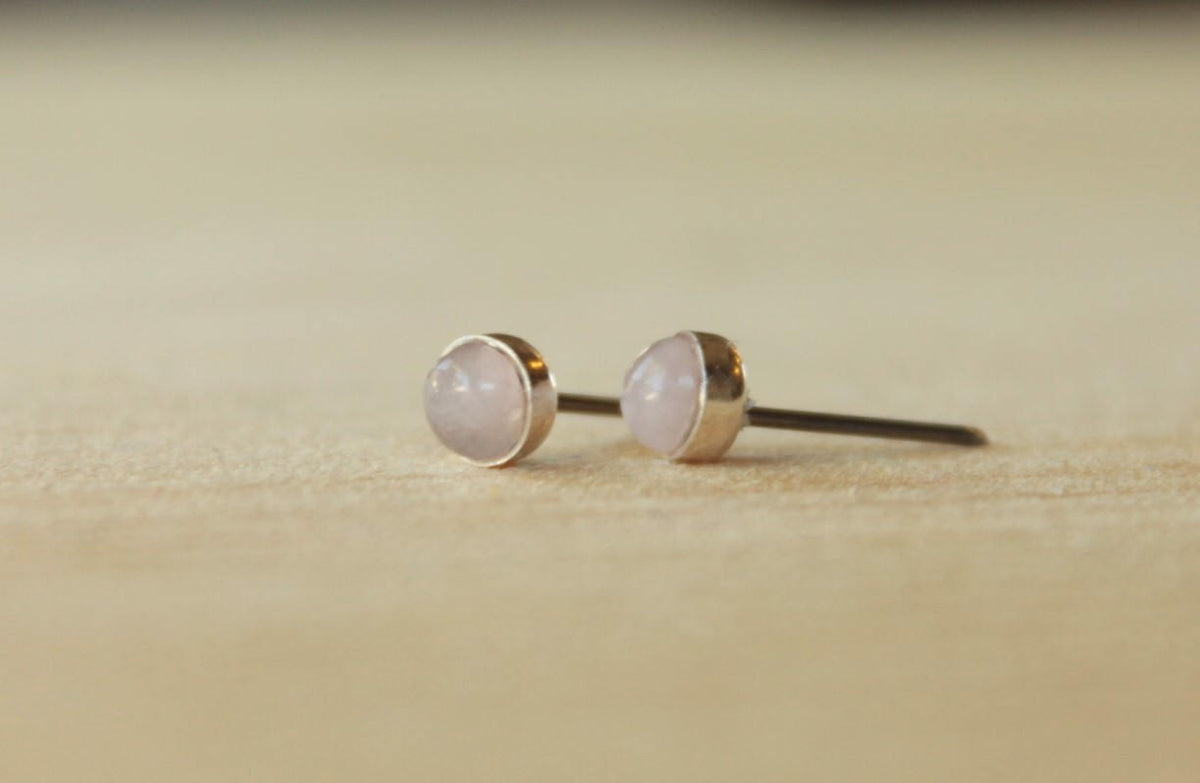 Handmade Niobium / Titanium Rose Quartz Earrings for Sensitive Ears ...